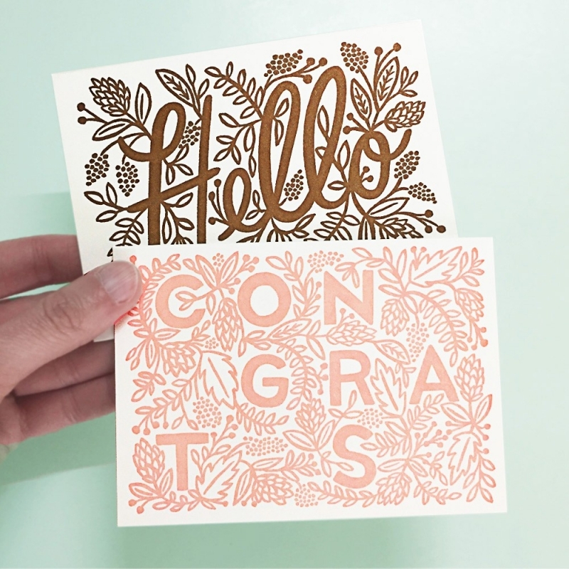 Carte Postale Congrats rose Saumoné - Rifle Paper Co.